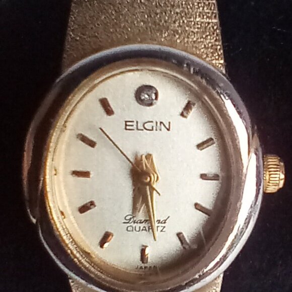 Elgin | Accessories | Vintage Ladies Elgin Gold Tone And Diamond Watch ...